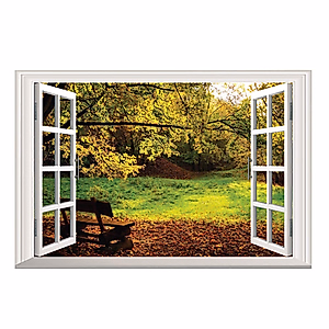 Home Find Fake Window Wall Decal View a Corner of Garden Faux Windows for Wall Stickers 3D Removable Murals Self Adhesive Vinyl Decor Bedroom Living Room Nursery Home Decoration 23 inches x 15 inches