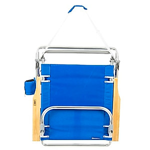 Rio Beach Classic 5-Position Lay-Flat Folding Chair, Outdoor Pool and Beach Chair with Carrying Strap and Towel Bar, Blue