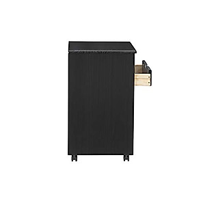 Linon Rolling Storage Corinne Cart, Six Wide Drawers, Black Wide