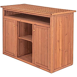 Leisure Season SDH9137 Short Display and Hideaway Storage Cabinet - Brown - Indoor and Outdoor Furniture Shelves - Tool Organizer for Garden, Garage, Patio - Functional Decor for Housing Accessories