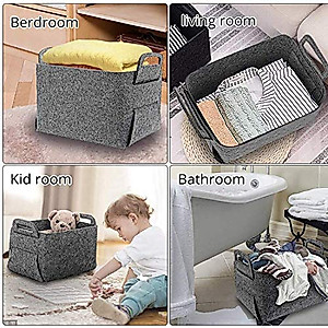 ArtTao Felt Storage Basket Collapsible & Space-Saving Storage Box Perfect for Bedroom, Kids Room, Bookshelf, Office, Closet (13.78x9.84x9.06inch) Light Grey