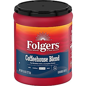 Folgers Coffeehouse Blend Medium Dark Roast Ground Coffee, 9.6 Ounces (Pack of 6)