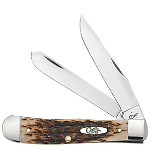 Case XX WR Pocket Knife Amber Jigged Bone Trapper Item #164 - (6254 SS) - Length Closed: 4 1/8 Inches