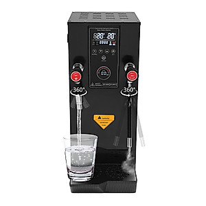 Commercial Milk Frother, 12L Electric Steam Milk Frothing Machine Espresso Coffee Milk Foam Machine with LED Display, Steam Water Boiling Machine for Cafe Coffee Tea Shop 110V 3000W (Black)