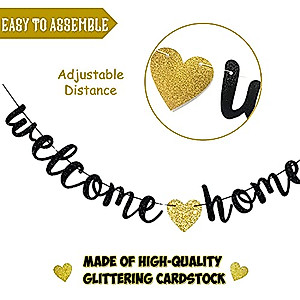 Hombae Welcome Home Decorations, Welcome Home Banner Cake Topper Balloons Kit, Welcome Back Home Military Baby Girl Baby Boy, Gold Family Theme Party Supplies, Deployment Returning Army Homecoming Party Décor