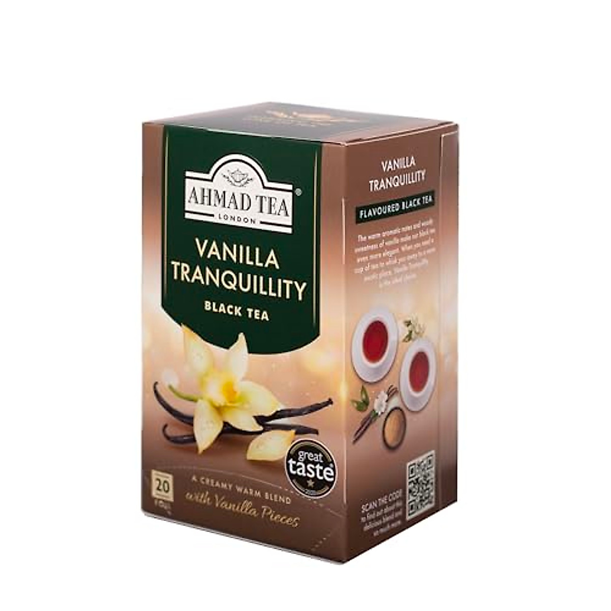 Ahmad Tea Black Tea, Vanilla Tranquility Teabags, 20 ct (Pack of 1) - Caffeinated & Sugar-Free