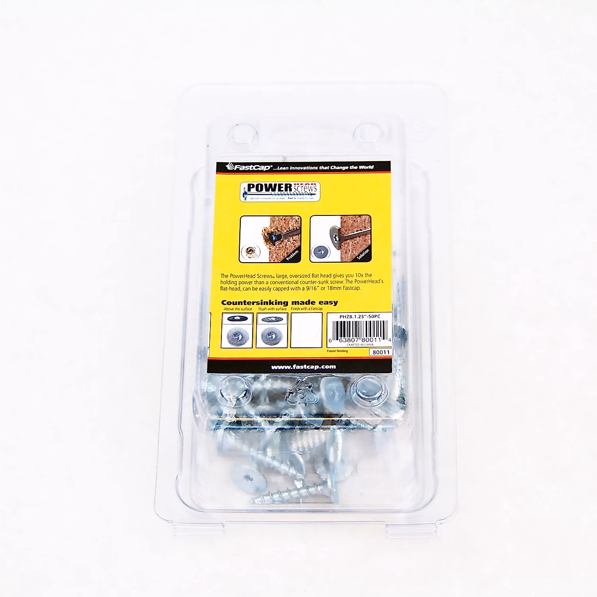 FastCap T20 Torx Drive - 1.25" Screw Length, 9/16" PowerHead, Zinc Coated, Type 17 Point, 50-Pack - 80011