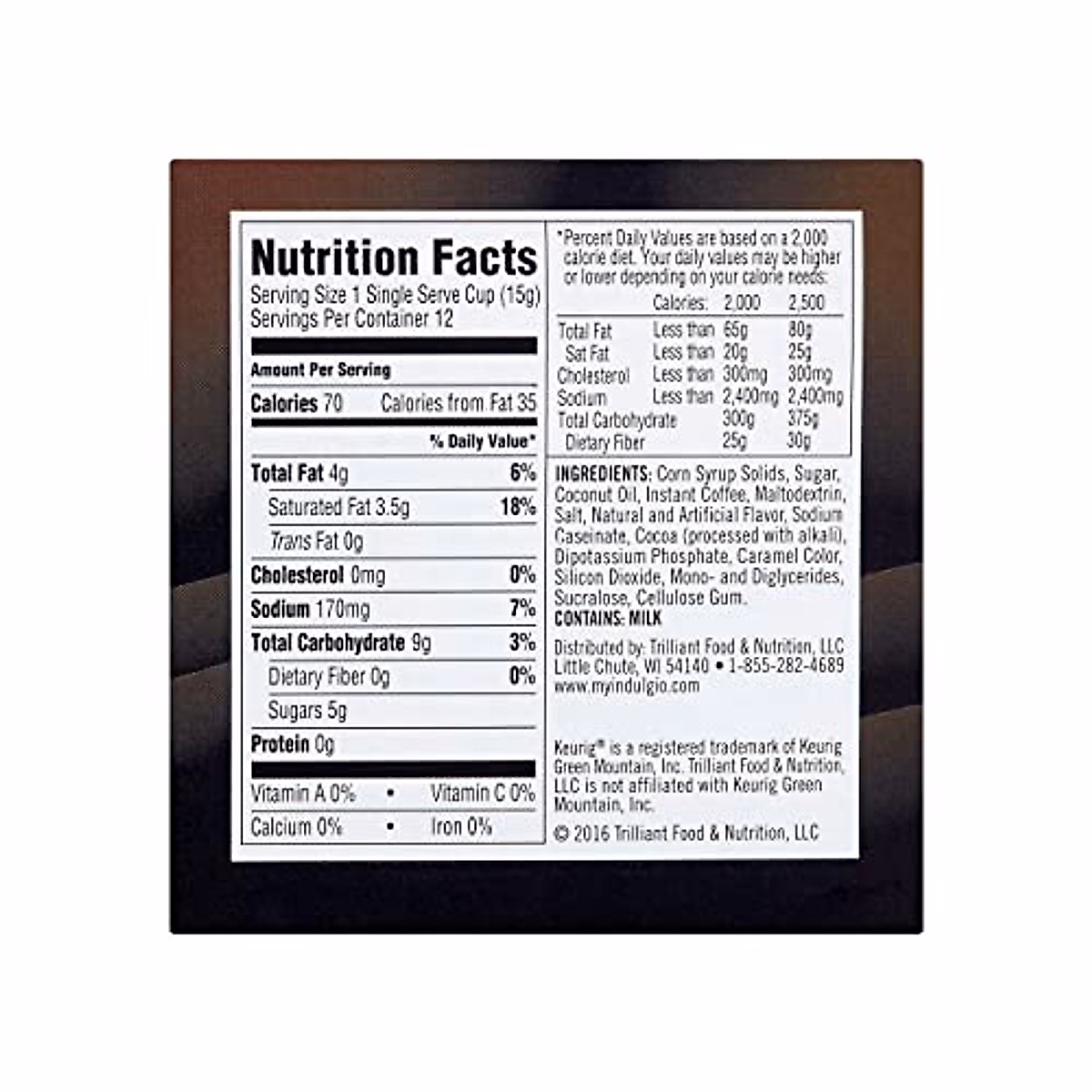 Indulgio English Toffee Single Serve medium roast Brew Cups, 12 count