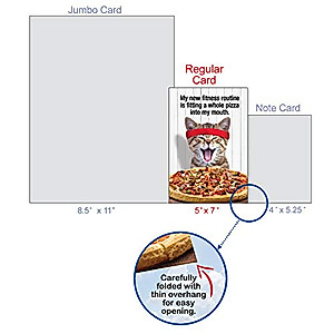 NobleWorks - 1 Cute Birthday Card with Envelope - Funny Wild Animals and Pets, Birthday Greeting - Pizza Fitness C6935BDG