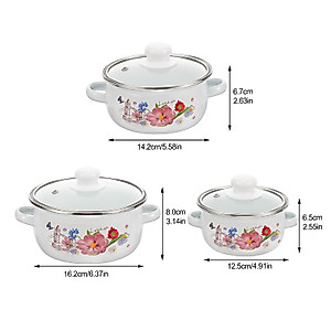 Didiseaon 3pcs Enamel Cookware Enamel Cooking Pot Wear-resistant Stockpot Vintage Enamel Pot Enamel Milk Pan Stockpot with Lid Vintage Cookware Stew Pot Soup Pot Non Stick Pan Flat White