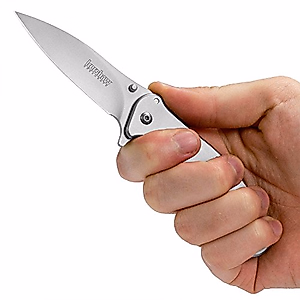 Kershaw Zing SS Pocketknife, 3" 8Cr13MoV Stainless Steel Blade, Assisted Thumb-Stud and Flipper Opening EDC