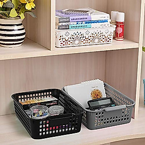Utiao Plastic Storage Baskets for Classroom, Office, Home, 6 Packs(Medium)