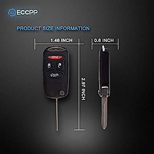 ECCPP Replacement fit for 4 Buttons Uncut Keyless Entry Remote Control Car Key Fob Shell Case 08-12 Cruiser for Jeep for Patriot for Dodge for Caliber Series 5183349c (Pack of 1)