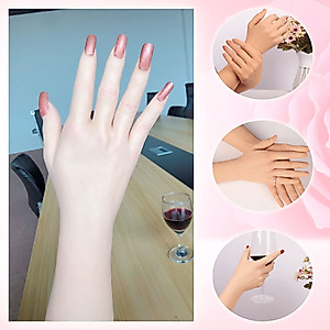 ZWSMS Silicone Crossdressing Gloves Realistic Female Skin Full Length Arm Hiding Scar Fake Hands Enhance ​Transgenders Cospl,Nude,with Fingernails