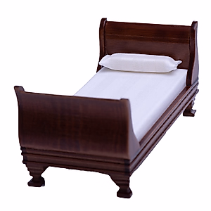 Neakomuki Dollhouse Furniture Accessories Mini Wooden Bedroom Furniture Wood Miniature Bed Pillow for Dollhouse Decoration