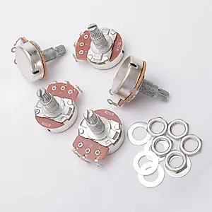 Full Size B250k Electric Guitar Potentiometer Bass Volume Pots Tone Long Split Shaft 18mm Pack of 5