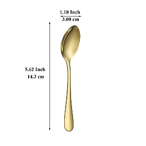 ReaNea Gold Teaspoons Set of 12, Stainless Steel Dessert Spoons, Coffee Spoon, Stirring Spoon, Latte Spoon for Home, Restaurant, Hotel, Wedding, Event, Parties