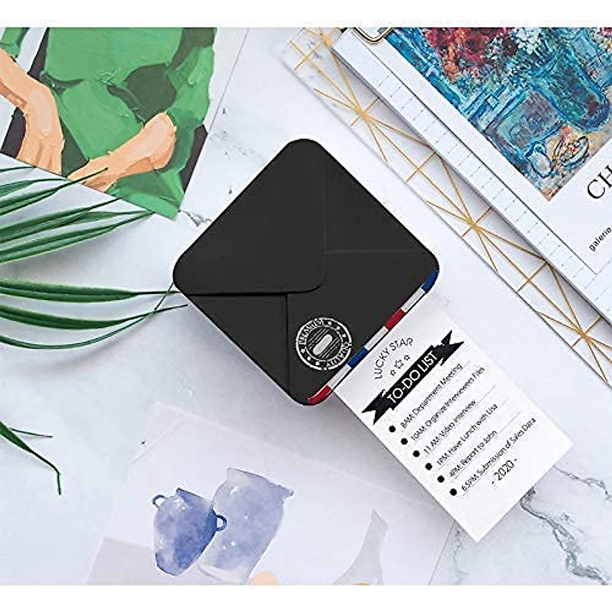 Phomemo M02S Mini Thermal Printer- Bluetooth Photo Printer with 3 Rolls Transparent Sticker Paper, Compatible with iOS + Android for Plan Journal, Study Notes, Art Creation, Work, Gift, Black