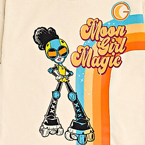 Marvel Moon Girl and Devil Dinosaur Big Girls Oversized Drop Shoulder T-Shirt & Bike Shorts Outfit Khaki/Orange 10-12