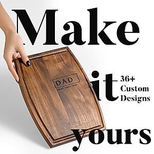 Personalized Walnut Cutting Board with Coasters, Mineral Oil and Gift Wrap Available - Customize Your Own Chopping Board by Choosing Design, Engraving Style and Text - Made in USA