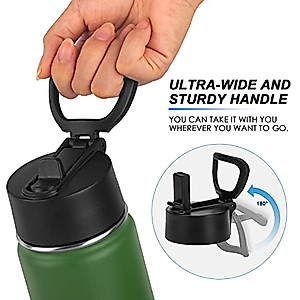 koodee Water Bottle for School 22 oz Stainless Steel Vacuum Insulated Sports Water Bottle for Boys, Reusable Metal Water Bottle with Leak Proof Straw Lid (Grass Green)