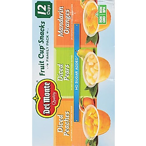 Del Monte No Sugar Added Variety Fruit Cups (Peaches, Pears, Mandarin Oranges), 4 Ounce (Pack of 12) 2002456