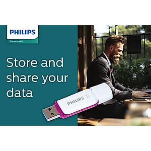PHILIPS High Speed 64GB Flash Drive, Snow Edition USB 3.0 - White/Purple, 100MB/s