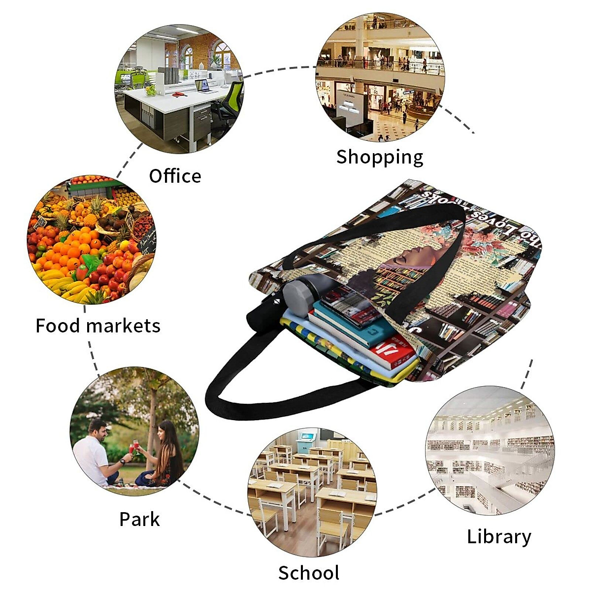 African American Bags for Black Women Who Loves Books African Shoulder Bag Black Queen Handbags Afro Women Magic Shopping Bags for Work Travel Business Beach