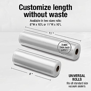 Cuisinart Universal Biodegradable Vacuum Food Saver Sealer Bags (VSB-BD112C), 2-Pack, 11" inch x 10’ ft. Rolls, BPA Free, Microwave & Freezer Safe, Keep Food Fresh Longer