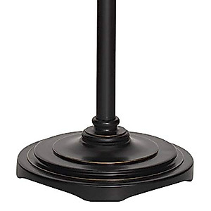 Regency Hill Traditional Adjustable Swing Arm Floor Lamp 58" Tall Painted Restoration Black Bronze Swirl Font Faux Silk Beige Drum Shade for Living Room Reading House Bedroom Family Home