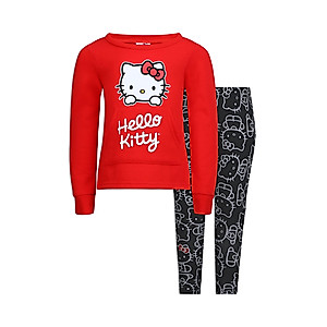 Hello Kitty Girls Long Sleeve Sweatshirt and Legging Pants Set for Toddlers, Little and Big Girls
