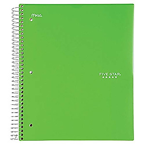 Five Star Spiral Notebook, 3 Subject, College Ruled Paper, 150 Sheets, 11" x 8-1/2, Customizable Cover, Color Selected For You, 1 Count (08232)