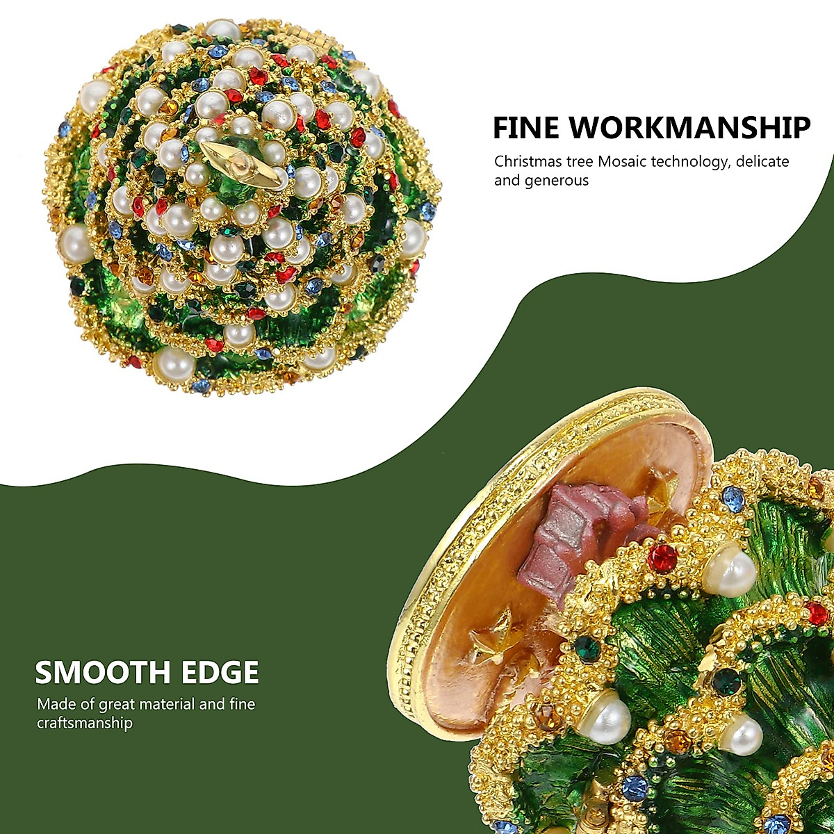 VOSAREA Christmas Tree Ring Holder Christmas Tree Figurine 1pc Christmas Tree Jewelry Box Miss Crafts Accessories Tin Alloy Tabletop Christmas Tree Christmas Tree Table Decor