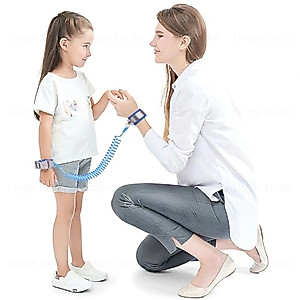Roeoi Anti Lost Wrist Link Safety Wrist Link with Key Lock for Toddlers, Babies & Kids, Safety Harnesses & Leashes (Blue / 1.5m)