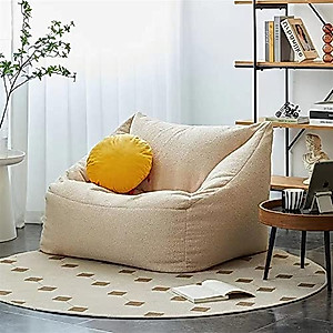 Bean Bag Chair Top Faux Cashmere Fleece Bean Bag Cover No Filler Adult Beanbag Chair Pouf Ottoman Sac Nest Floor Seat Sofa Couch Living Room Furniture (Color : Beige, Size : Empty Cover)
