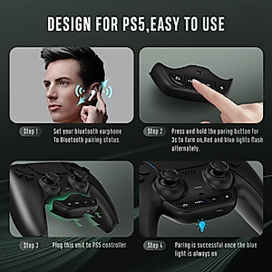 Uberwith Bluetooth Adapter for PS 5 Accessories BT 5.0 Wireless Audio Transmitter for PS 5 controller with Low Latency for AirPods all Bluetooth Headphone Speakers Earbuds