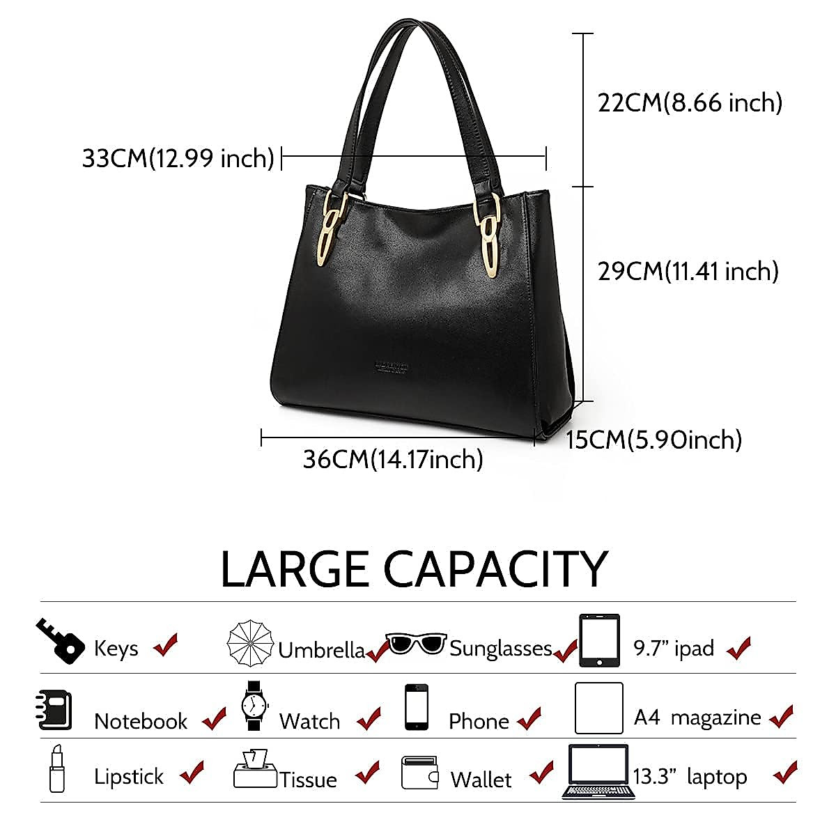 Women Genuine Leather Handbag for Women Large Work Tote Bag with Top Handle Purse Satchel Shoulder Bag for Women
