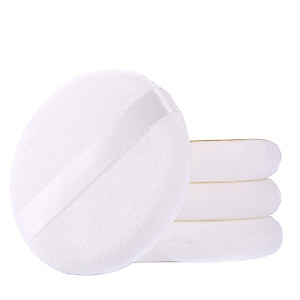 WSYUB Powder Puff, Powder Puff for Body Powder, Ultra Soft Large Velour Body Loose Powder Puff, 4.13 inch,4pcs，White, Round