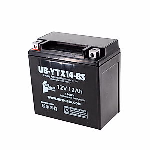 Replacement for 2006 Honda TRX350 Rancher 350 CC Factory Activated, Maintenance Free, ATV Battery - 12V, 12AH, UB-YTX14-BS