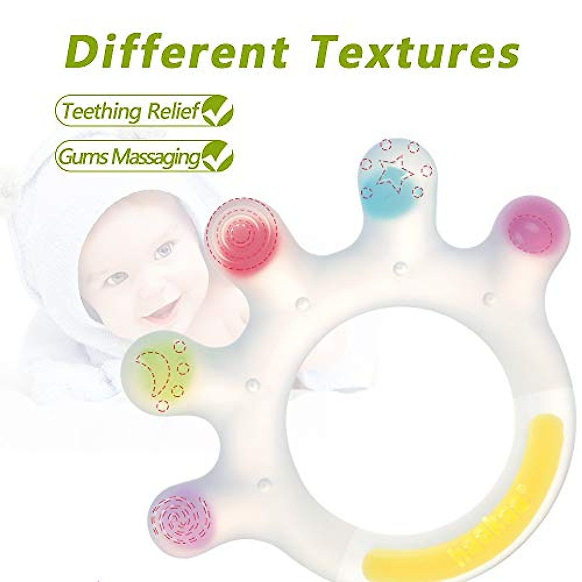 Haakaa Large-Palm Baby Teething Toys, Food Grade Silicone Teethers for Babies 0-6 Months/6-12 Months, BPA Free Teething Relief Baby Chew Toys