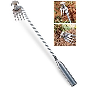 New Weeding Artifact Uprooting Weeding Tool, 16 Inch Weed Puller with 4 Teeth Manganese Steel Forged Hand Weeder, Say Goodbye to The Weeds with Weed Remover Hand Tool for Your Garden, Yard, and Farm