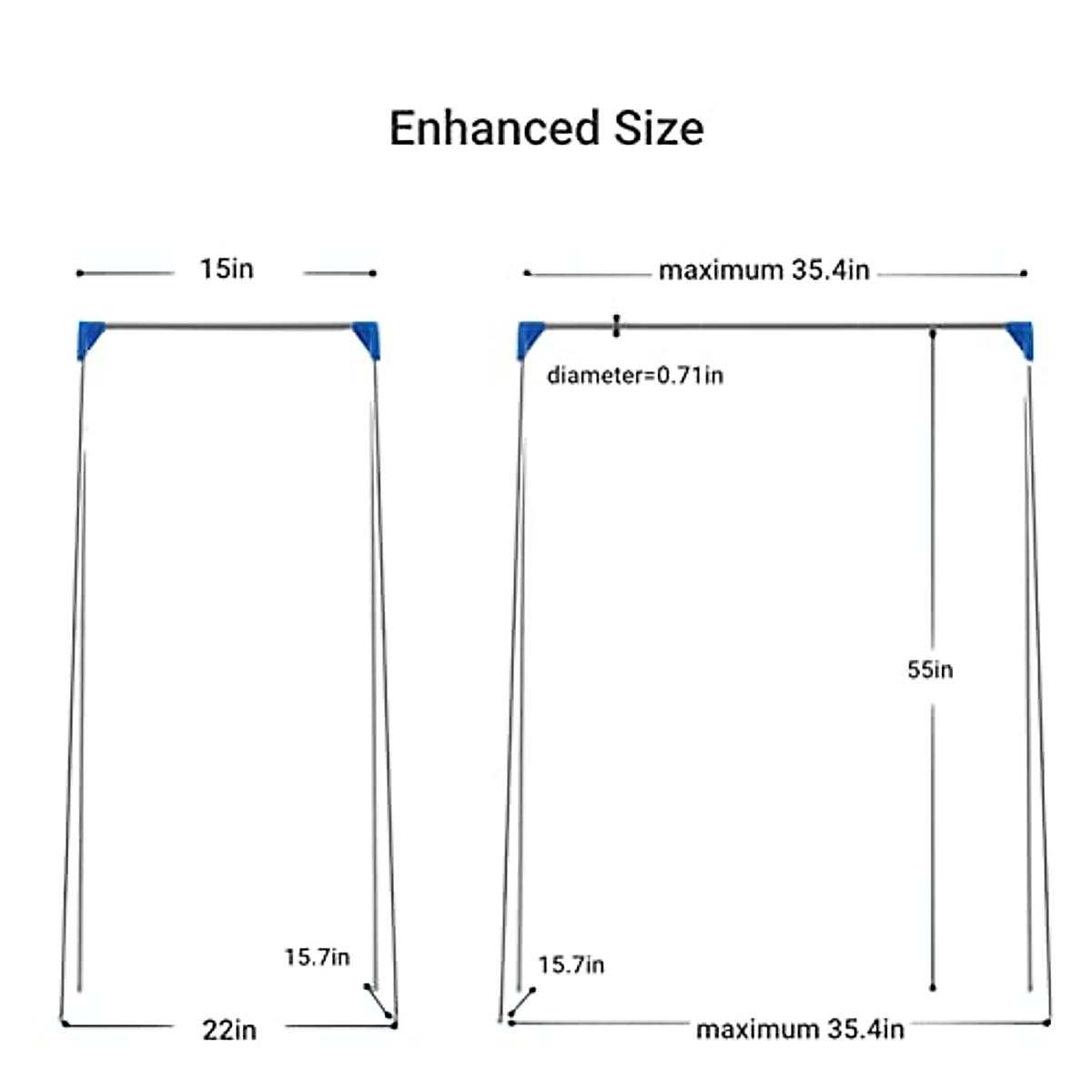 BIVIZKU Adjustable Portable Garment Rack Extra Compact Lightweight Foldable Mini Drying Clothes organizer for Travel Camping Laundry Dance (35.4x15.7x55) + Travel Bag+Clothespins set (enhanced)