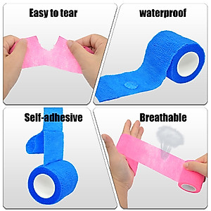 Twavang 6 Pack 2 Inches Self Adhesive Bandage Wrap Breathable Cohesive Bandage Elastic Tape for Pets, Athletic, Sports, Wrist, Knee, Ankle(5 Yards Per Roll, Mixed Colors)