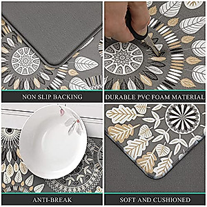 Pauwer Boho Kitchen Rugs Set of 2 Anti Fatigue Mats for Kitchen Floor Cushioned Kitchen Rugs and Mats Non Skid Waterproof Kitchen Runner Comfort Standing Mat