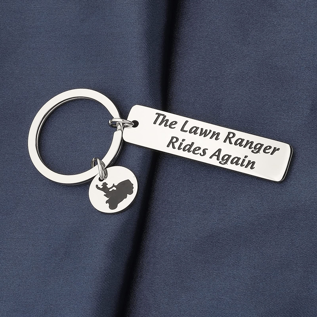 POTIY Lawn Enforcement Gift Mowing the Lawn Jewelry the Lawn Ranger Rides Again Keychain Outdoors Keychain Father's Day Keychain (keychain)
