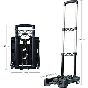 RAZZUM Large Hand Trucks,Light Hand Cart Small Mini Aluminum Luggage Cart Home Handling Pull Goods Shopping Small Trailer Folding Portable Trolleys