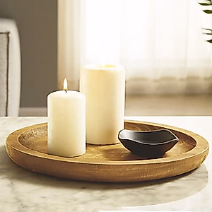 Athaliah Round Wooden Tray Small Decorative Trays,12.5''Small Wood Serving Tray Rustic Round Wood Decorative Tray Farmhouse Candle Holder Tray for Kitchen Counter Home Decor