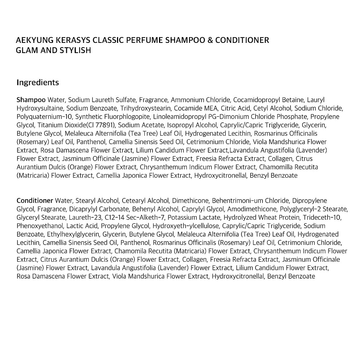 Kerasys Perfume Glam Stylish 20.3 fl oz / 600 ml (Shampoo + Conditioner Set)