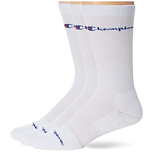 Champion Men's, Graduated Compression Socks, Mid-Crew, 3-Pack, White, 6-12