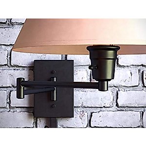 Kenroy Home 30110BLKP Simplicity Wall Swing Arm Lamp with Matte Black Finish, Modern Style, 14" Height, 15.5" Width, 25" Depth